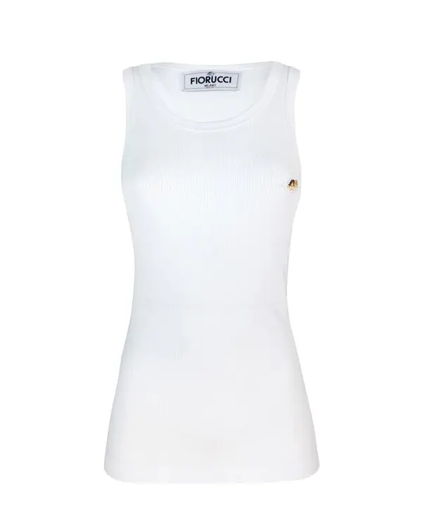 Fiorucci Ribbed Fitted Tank Top - White