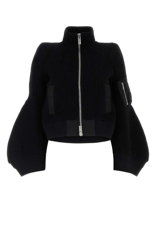 Sacai Ribbed Knit Zip-up Cardigan