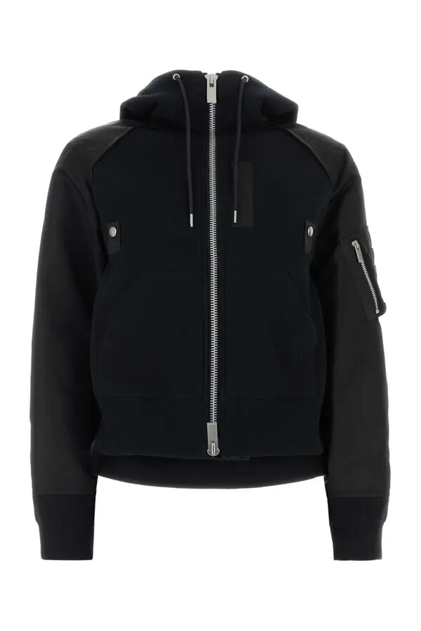 Sacai Two-tone Cotton And Nylon Bomber Jacket