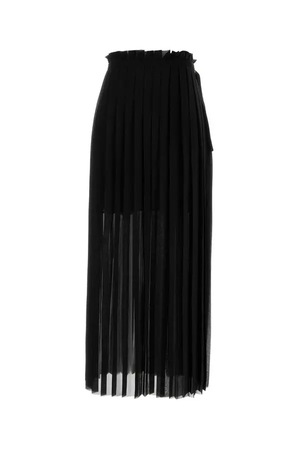 AMI Paris Pleated Polyester Maxi Skirt
