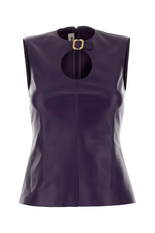 Miu Miu Lamb Leather Top - Purple