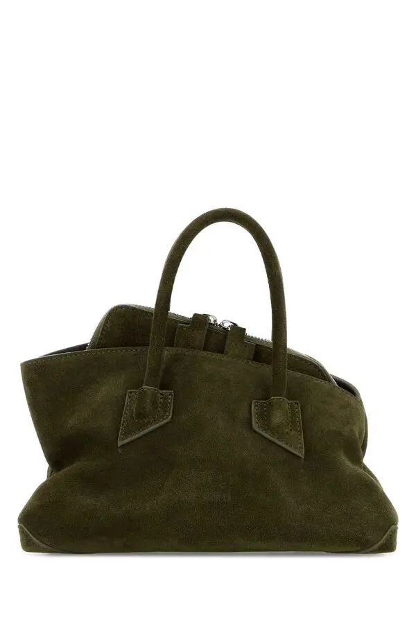 Attico The Passeggiata Mini Suede Handbag With Silver Hardware