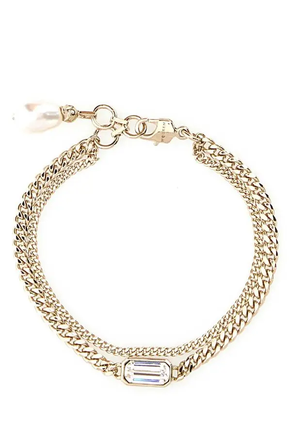 Alexander McQueen Chain Bracelet With Crystal Accent - Gold
