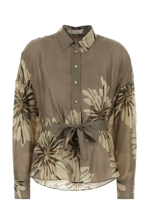 Brunello Cucinelli Silk Shirt With Waist Tie