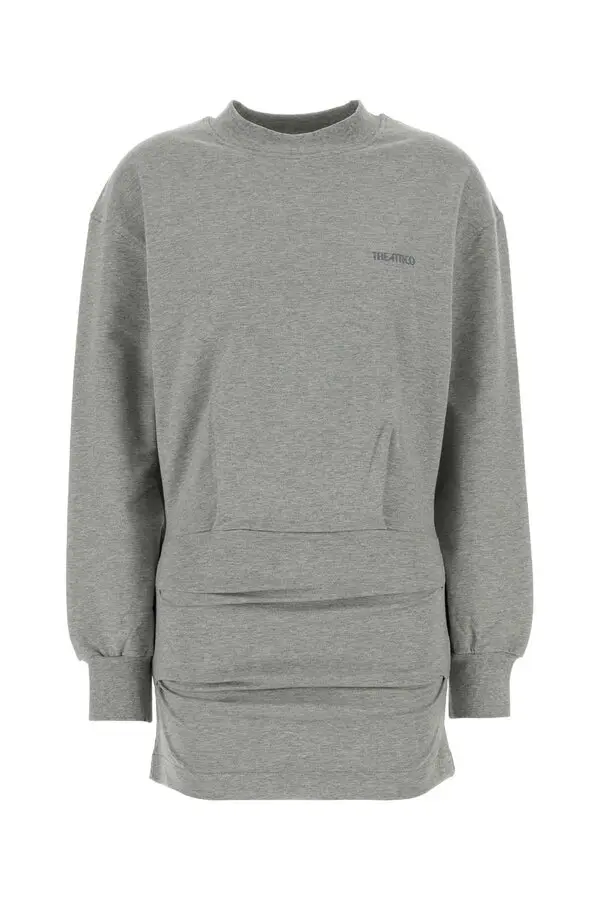 Attico Stretch Cotton Sweatshirt Mini Dress - Grey