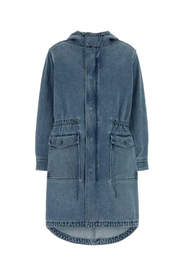 Michael Kors Denim Parka Jacket With Drawstring Waist