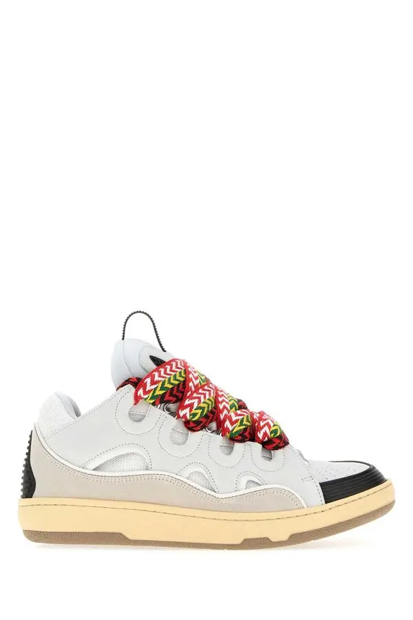 LANVIN Leather & Fabric Curb Sneaker - Multicoloured
