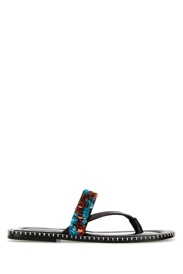 Dries Van Noten Embellished Leather Thong Sandals - Brown