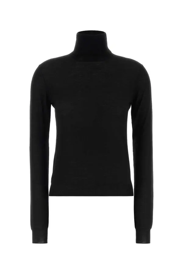 Prada Virgin Wool Knit Turtleneck Sweater - Black