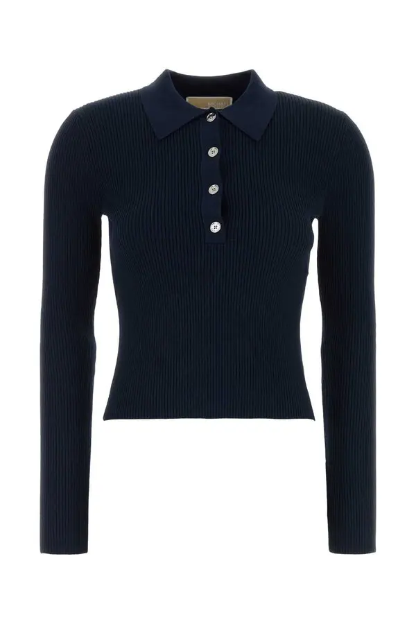 Michael Kors Stretch Viscose Blend Polo Shirt - Blue
