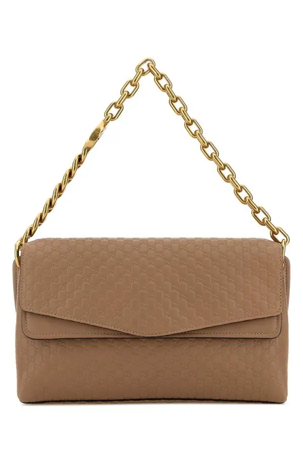 Gucci Biscuit Leather Medium Shoulder Handbag - Camel