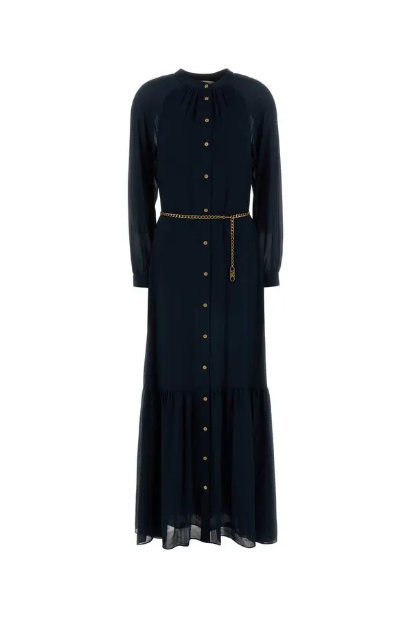 Michael Kors Crepe Shirt Dress With Button Detailing - Blue