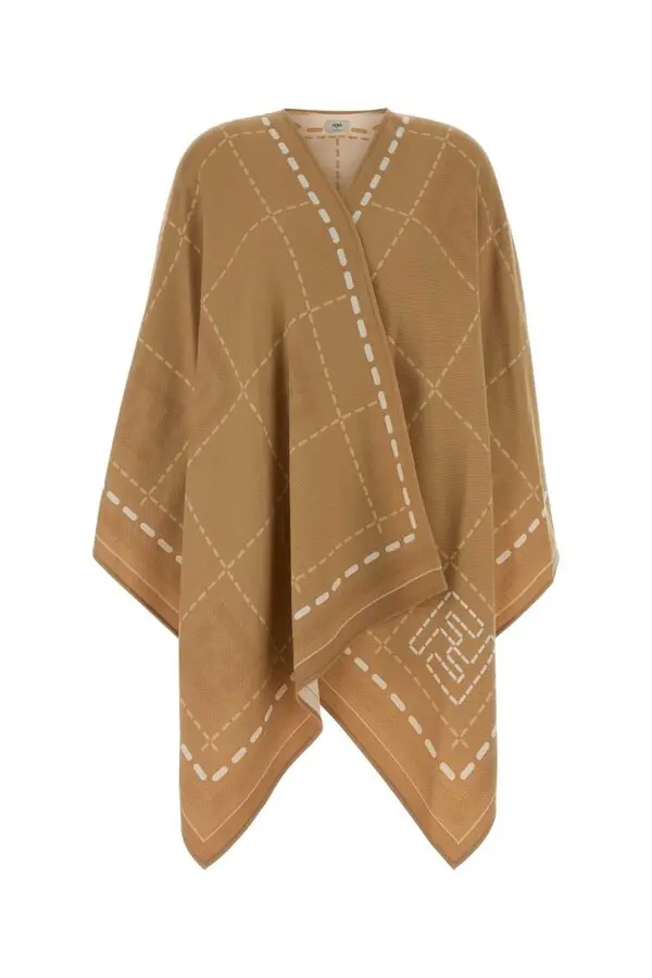 Fendi Embroidered Wool Cape For