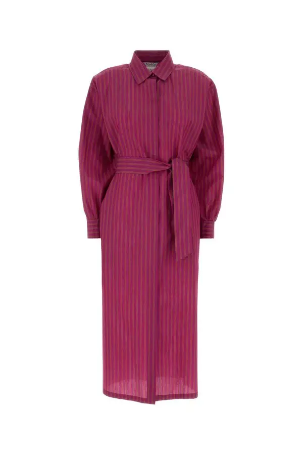 Max Mara Striped Cotton Silk Shirt Dress