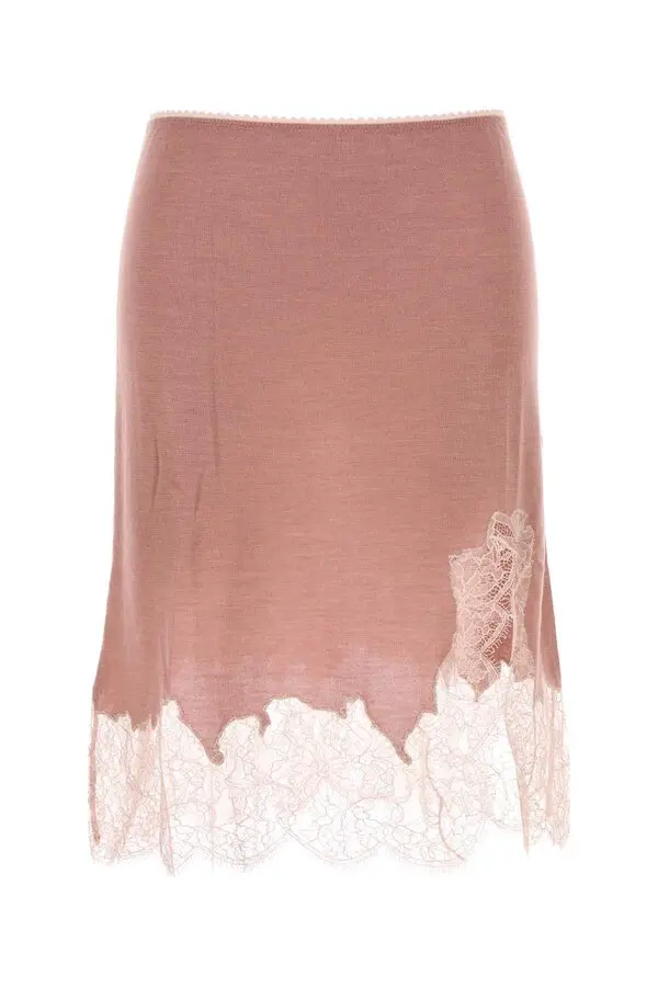 Fendi Cashmere Blend Lace Trimmed Skirt