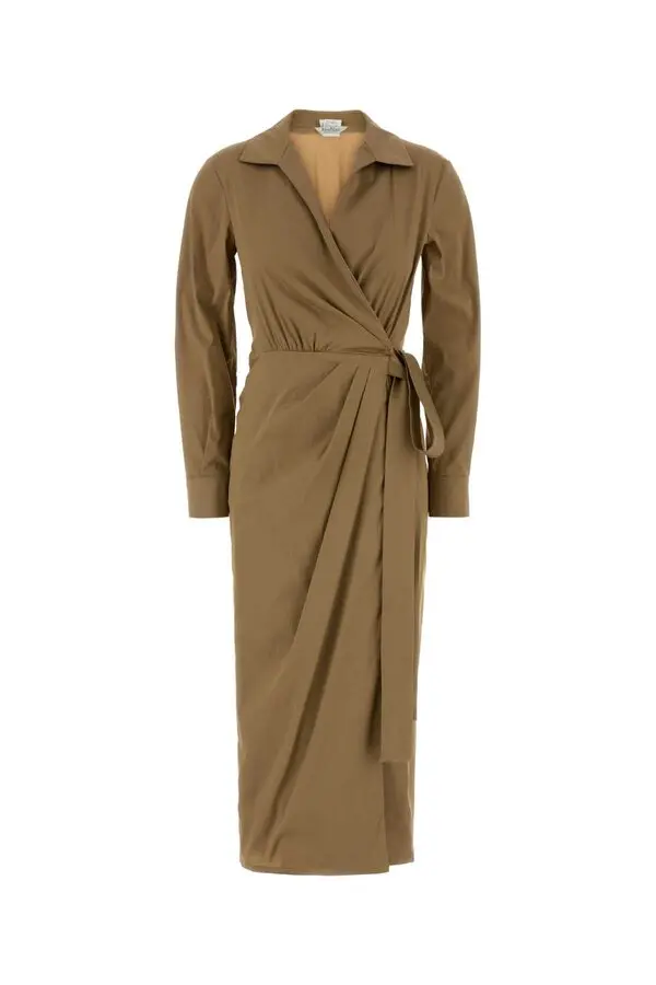 Max Mara Stretch Poplin Midi Wrap Dress