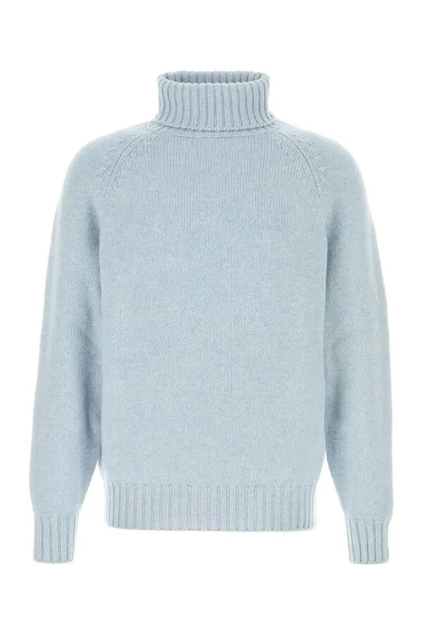 UMIT BENAN 100% Cashmere Turtleneck Sweater - Light Blue