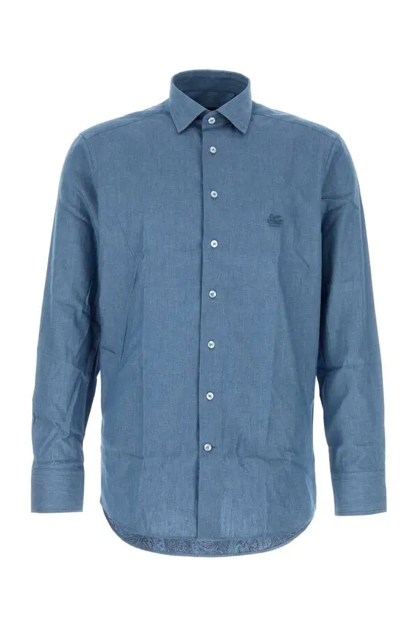 Etro S Cotton Chambray Shirt - Light Blue