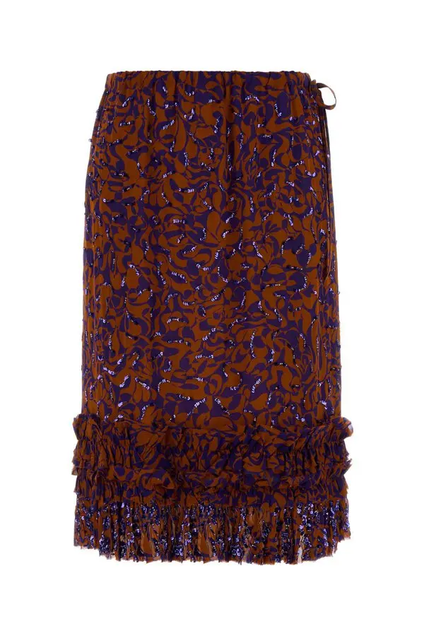 Dries Van Noten Viscose Skirt With Ruffle Hem - Printed