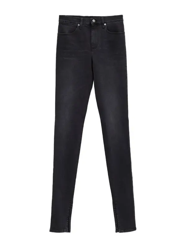 Gucci Stonewashed Cotton Denim Slim-leg Jeans With Italian Leather Brand Tag - Nero