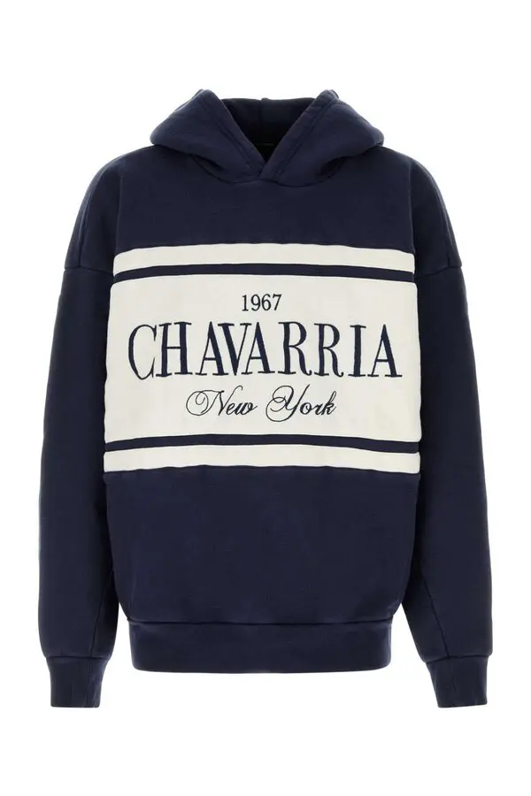 WILLY CHAVARRIA Oversized Striped Cotton Sweatshirt - Blue