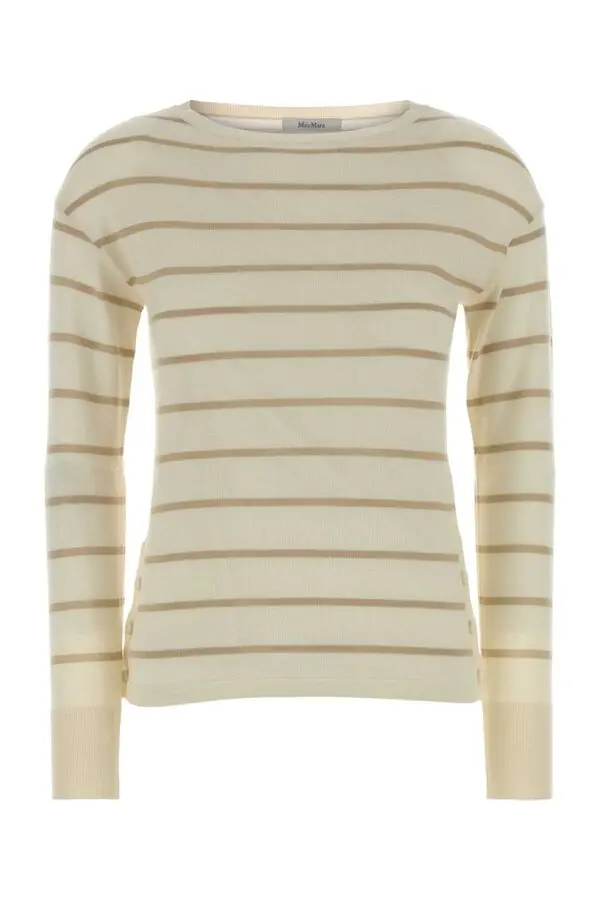 Max Mara Tabella Embroidered Cashmere-blend Sweater - Stripped