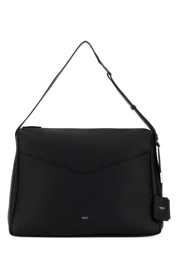Max Mara Kipperl Leather Shoulder Handbag 39 Cm - Black