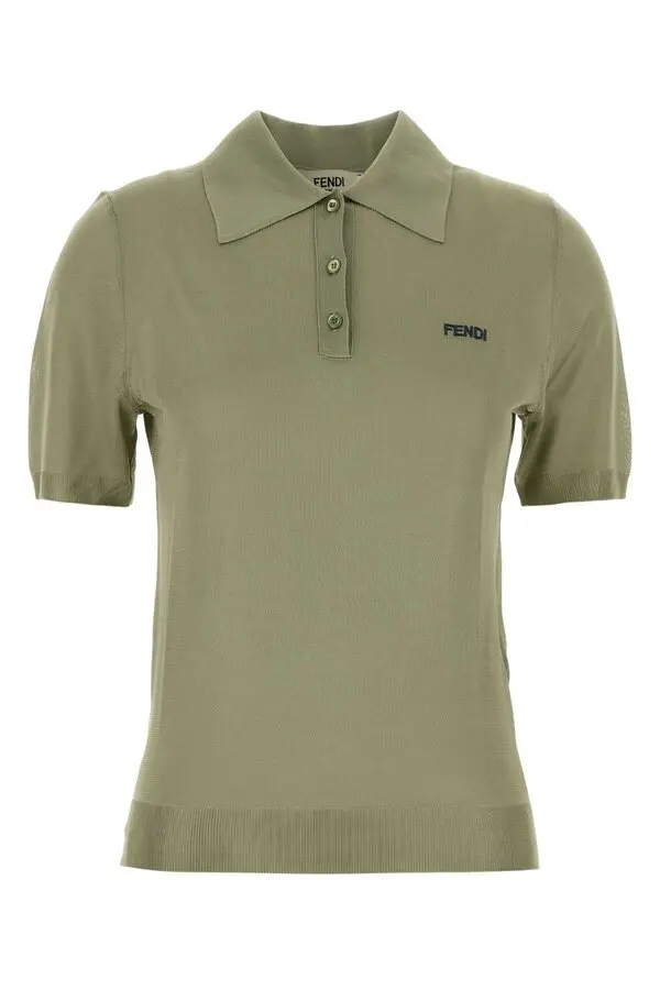 Fendi Stretch Viscose Blend Polo Shirt - Green
