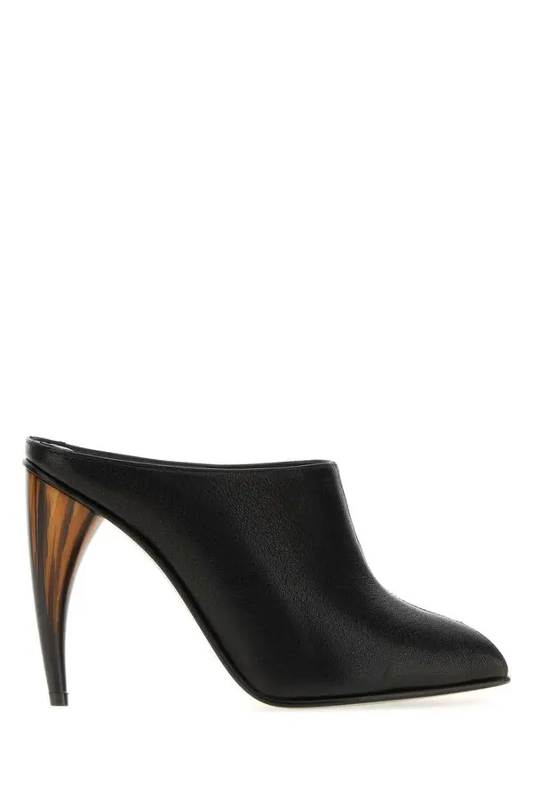 Alexander McQueen Leather Mules With Sculptural Heel