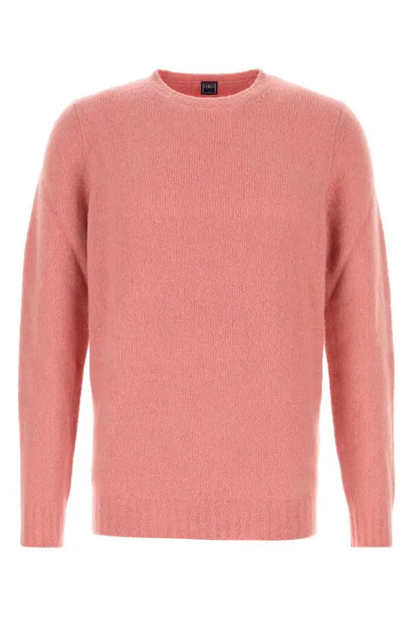 Fedeli Salmon Stretch Wool Blend Sweater For