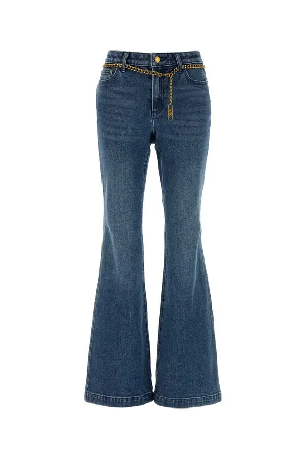 Michael Kors Stretch Denim Flare Jeans With Chain Detail