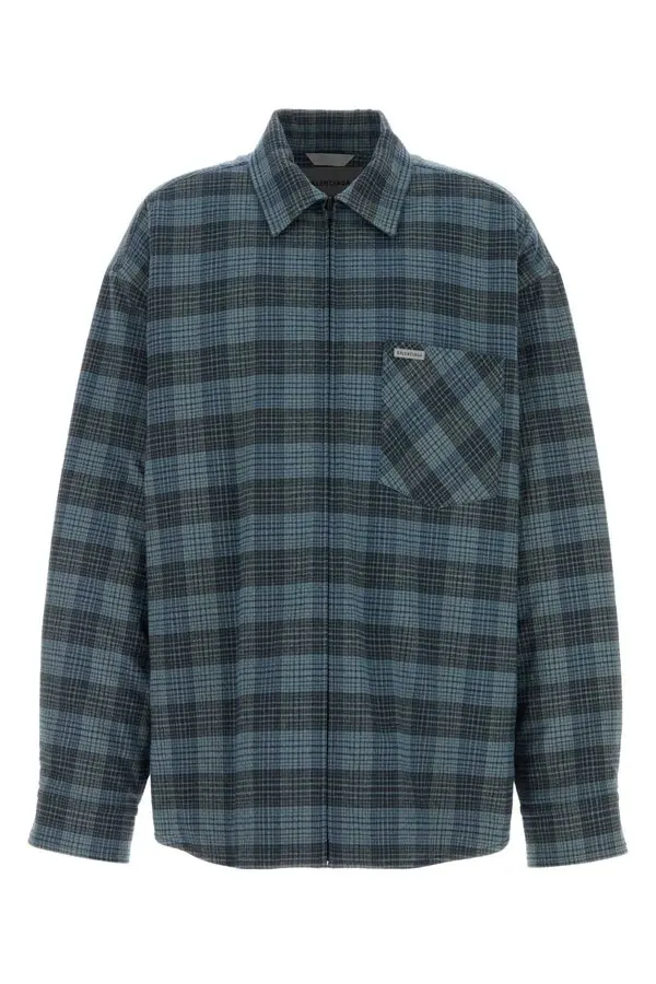 Balenciaga Embroidered Flannel Oversize Shirt