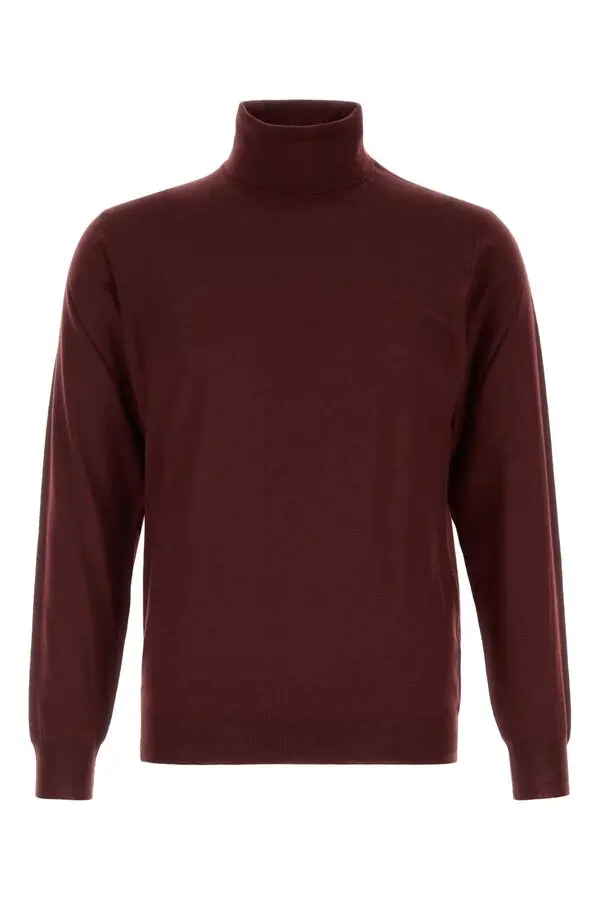 Fedeli 100% Virgin Wool Knit Sweater - Burgundy