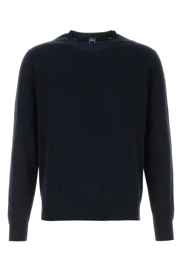 Fedeli 100% Cotton Knit Sweater - Blue