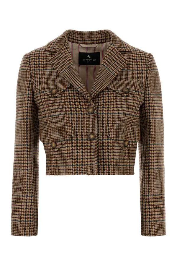 Etro Embroidered Wool Blazer - Checked