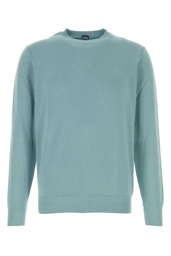 Fedeli 100% Cotton Knit Sweater - Light Blue
