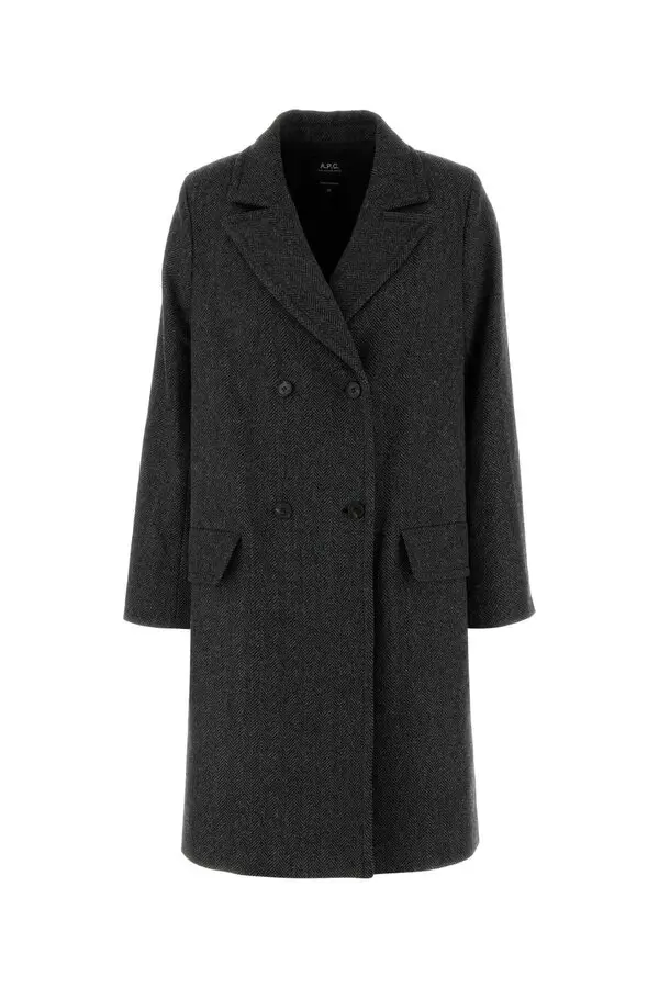 A.p.c. Double-breasted Wool-blend Jacket With Embroidered Detailing - Printed