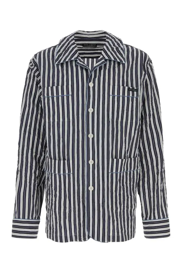 Dolce & Gabbana Embroidered Viscose-blend Striped Shirt For