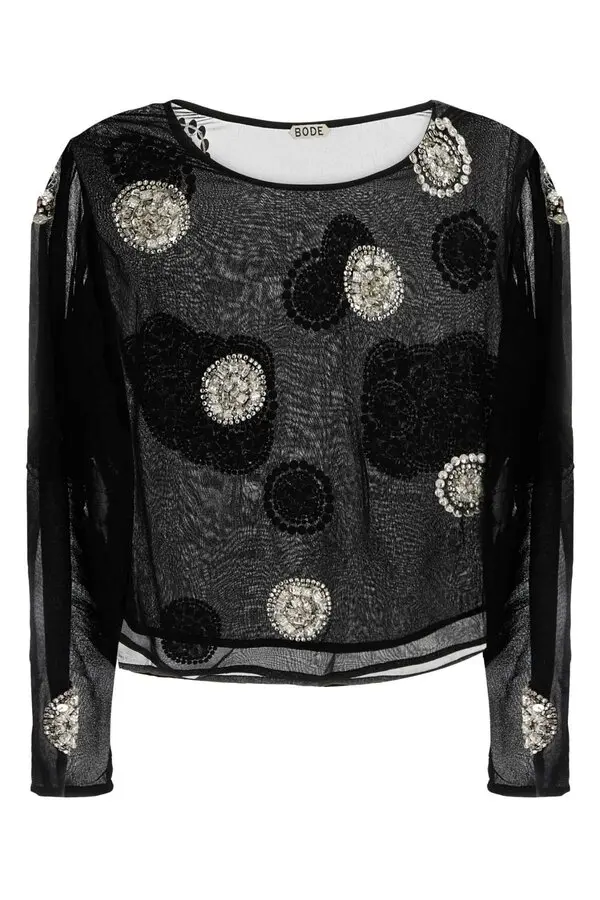 BODE Embellished Crepe Top With Silk Lining
