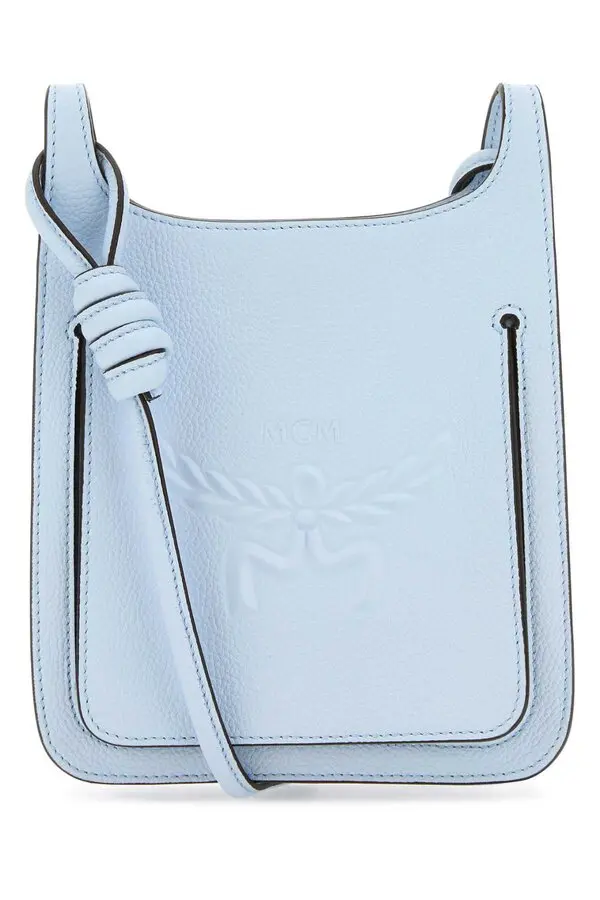 Mcm Mini Hobo Leather Crossbody Handbag - Light Blue