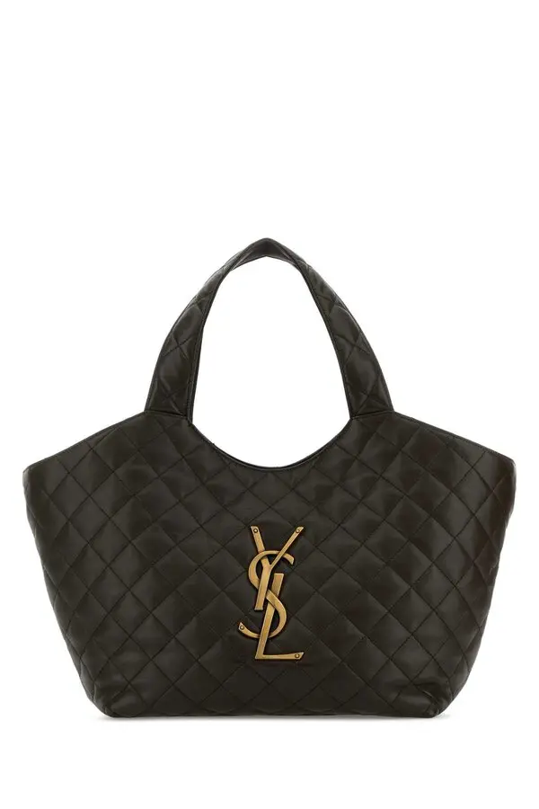 Saint Laurent Nappa Leather Medium Icare Shopping Handbag - Grey