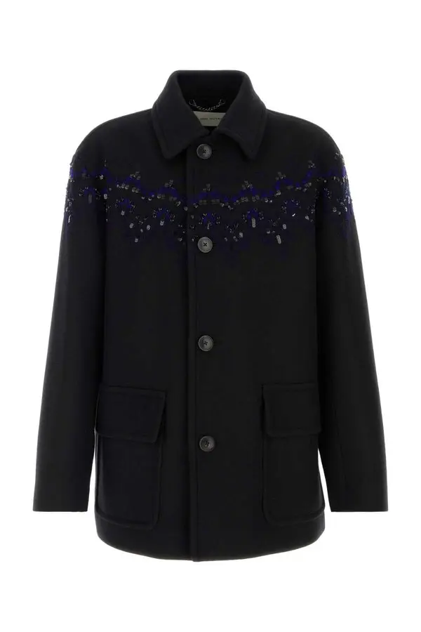Dries Van Noten Wool-blend Jacket With Sequin Embellishment