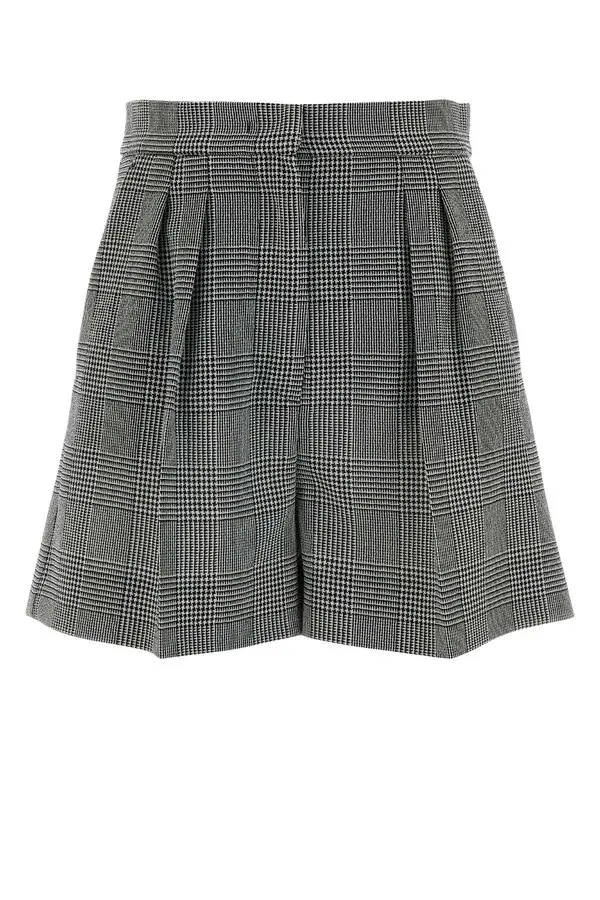 Max Mara Embroidered Wool Agoraio Mini Shorts - Checked