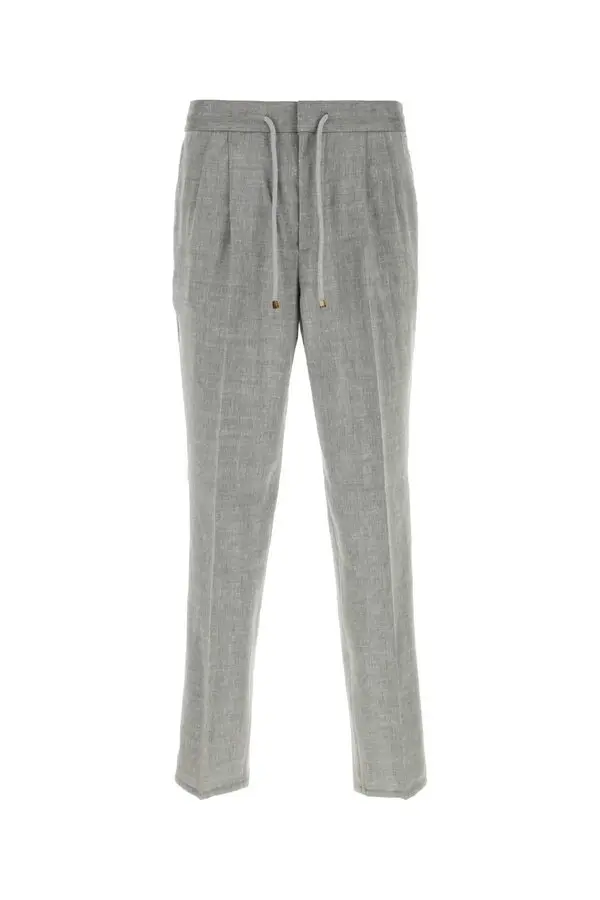 Brunello Cucinelli Linen-blend Tailored Dress Pants - Grey