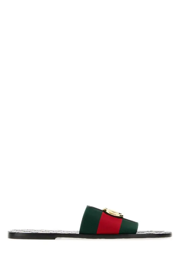 Gucci Embroidered Fabric Slippers With Leather Sole - Printed