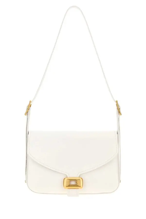 Balenciaga No Brand Medium Lamb Leather Shoulder Handbag With Adjustable Strap - White
