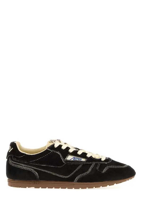 AUTRY Suede & Calf Hair Lace-up Sneakers - Black