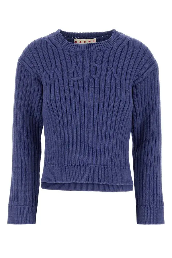 Marni Ribbed Knit Sweater With Embossed Logo