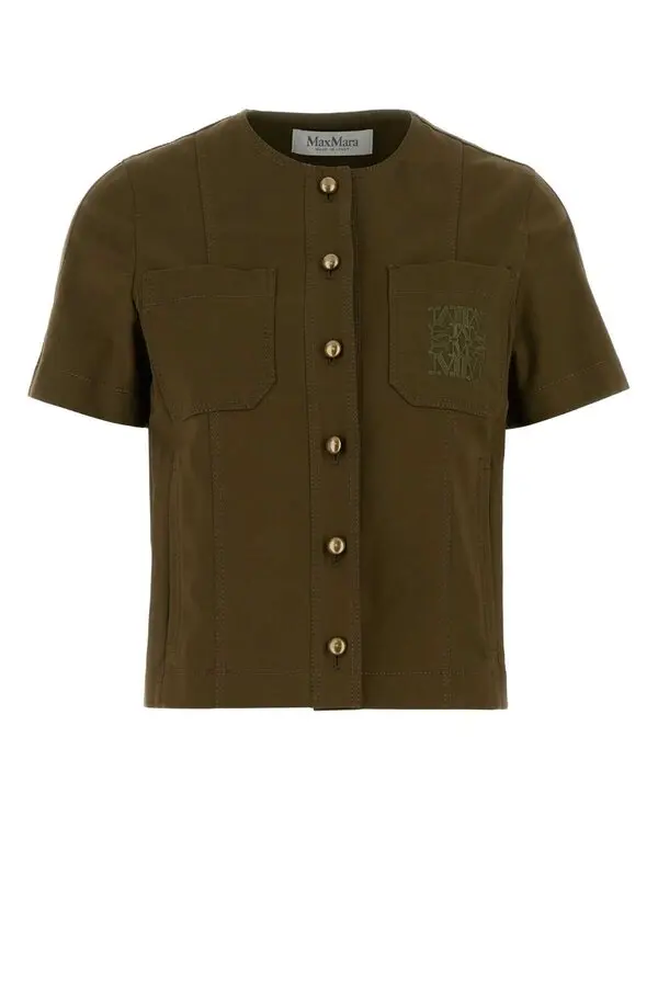 Max Mara Zanzara Stretch Cotton Blouse - Green