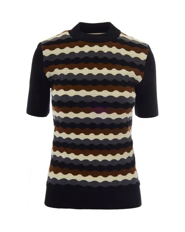 Marni Ribbed Mock Neck Knit Top - Black